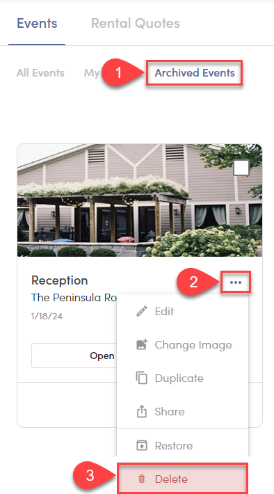 How do I delete an event from my Events Dashboard? – Floorplans by Tripleseat Help Center